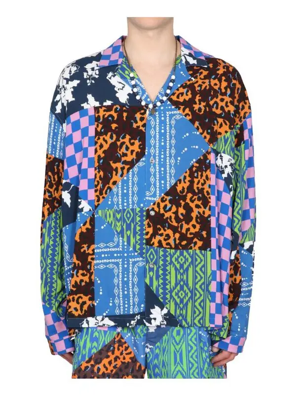 MARCELO BURLON COUNTY OF MILAN Hawaii Mix Match Shirt - Blue