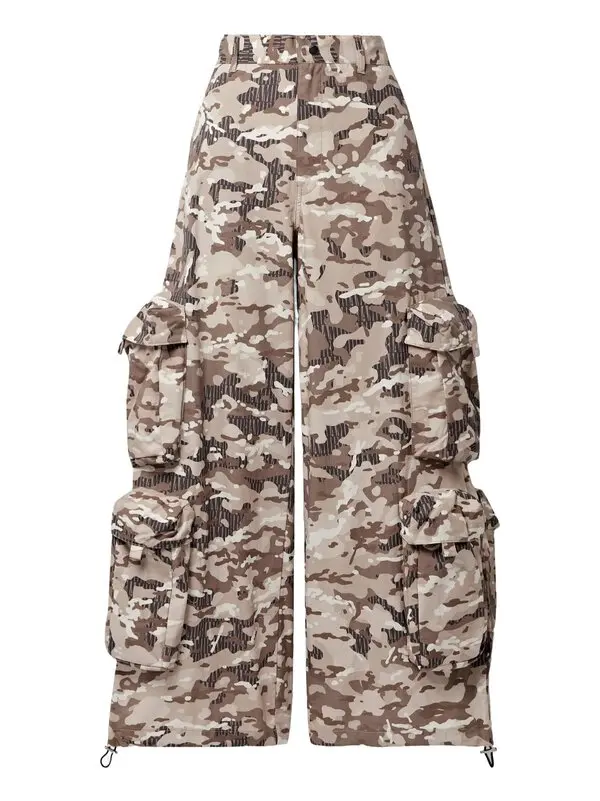 Amiri Camouflage-print Cotton Ripstop Wide-leg Cargo Pants - Nude