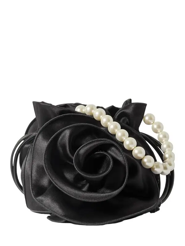 Magda Butrym Satin Shoulder Bag With Faux Pearl Handle - Black