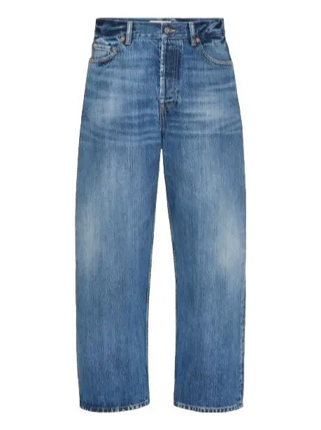 Valentino Garavani Cropped Jeans With Vlogo Patch - Blue