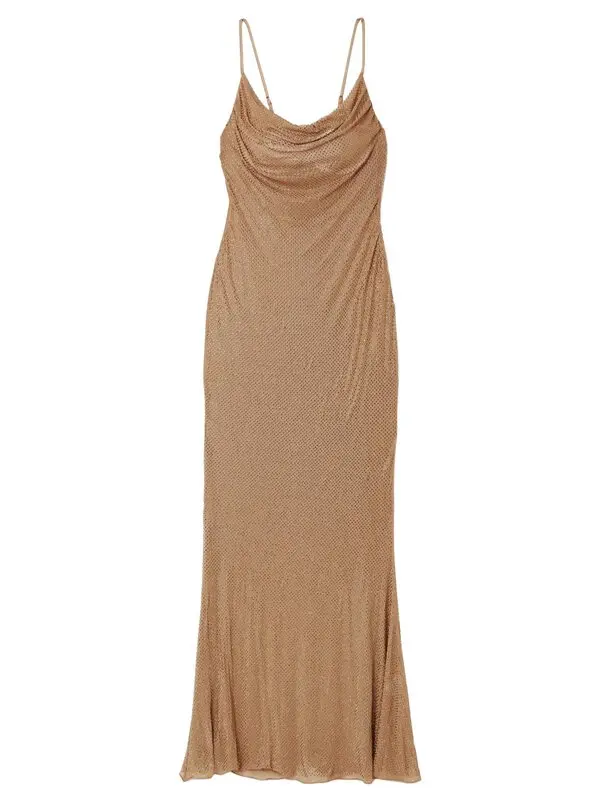 Retrofete Shilo Crystal-embellished Mesh Maxi Dress - Beige