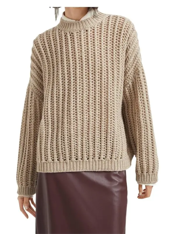 Brunello Cucinelli Chunky Knit Cashmere Sweater - Nude