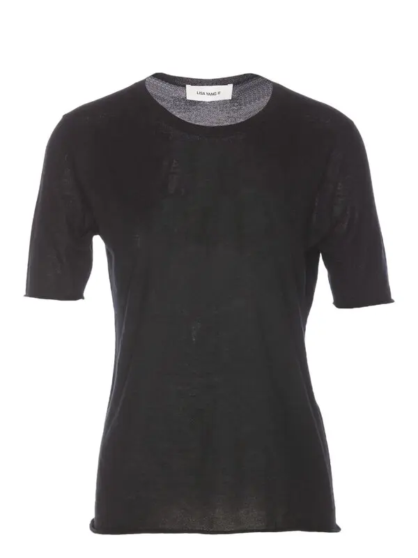 LISA YANG Ari Short Sleeve Knit T-shirt - Black