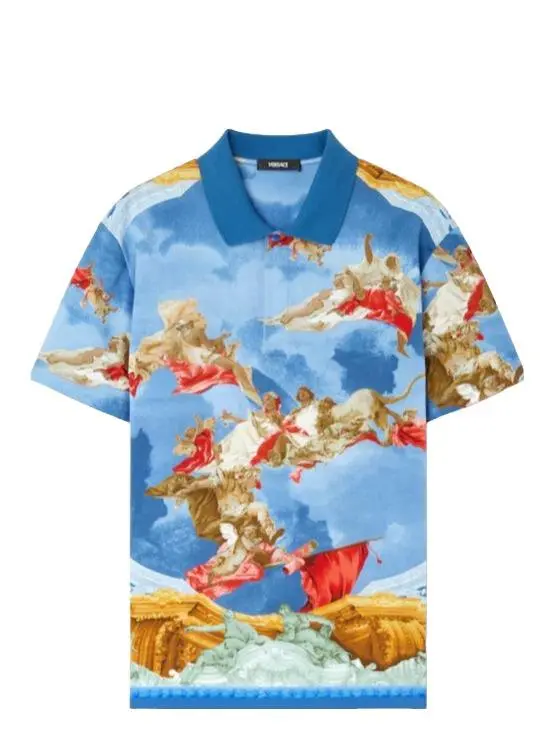 Versace Pattern-printed Polo Shirt - Blue