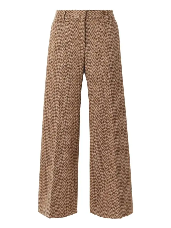 Missoni Wool-cotton Blend Chevron Print Trousers - Brown
