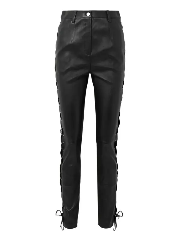 Magda Butrym Lace-up Leather Leggings - Black