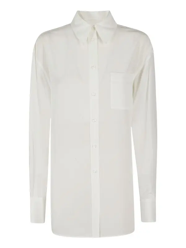 Sportmax Buttoned Curved Hem Shirt - White
