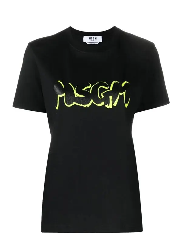 MSGM Logo Printed T-shirt - Black