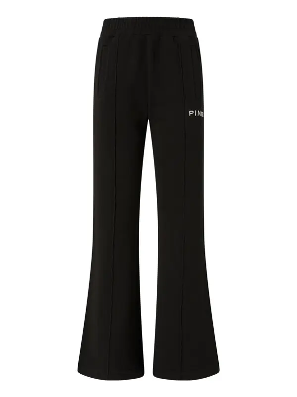 Pinko Logo Printed Drawstring Flared Trousers - Black
