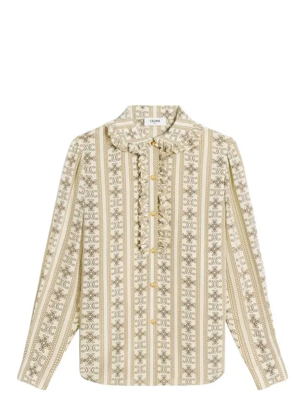Celine Ruffled Crepe De Chine Blouse - Nude