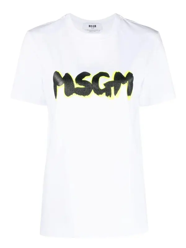 MSGM Logo Printed T-shirt - White