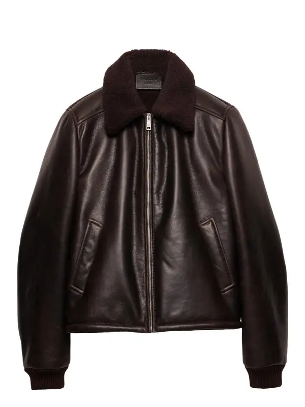 Prada Leather And Shearling Jacket - Black