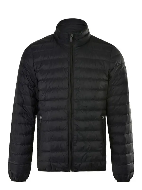 Emporio Armani Quilted Stand Collar Zip-up Jacket - Black