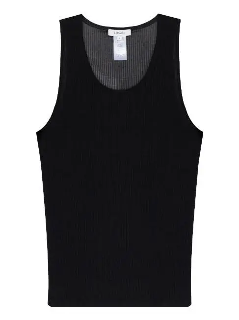 LEMAIRE Ribbed Wool Tank Top - Black
