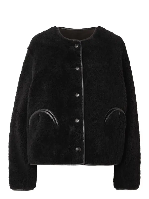 BLAZÉ MILANO Long-sleeved Reversible Jacket With Leather Trim - Dark Brown