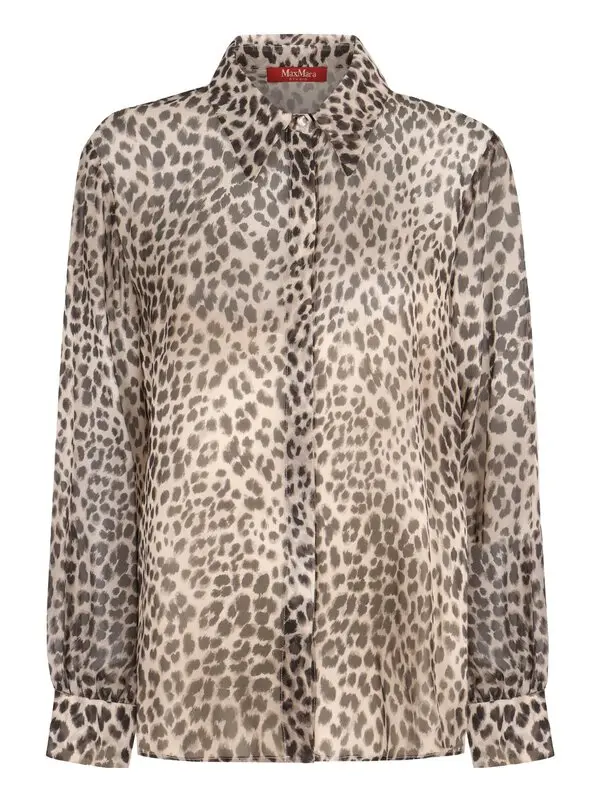 Max Mara Valzer Leopard Print Shirt - Nude