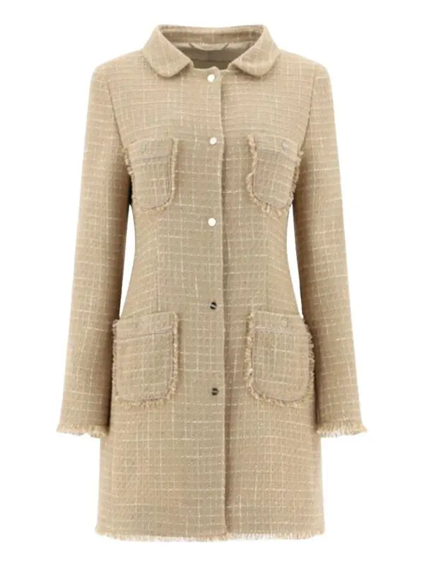 Herno Textured Pocket Detail Coat - Nude