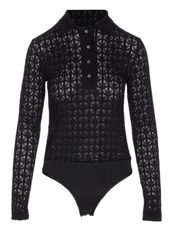 Pinko Knit Collared Bodysuit - Black