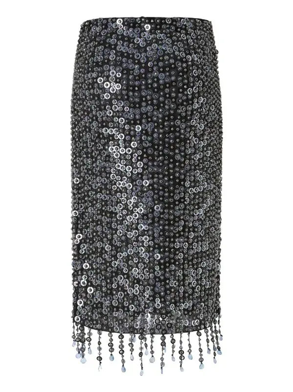 Pinko Passaparola Sequined Midi Skirt With Tassels - Black