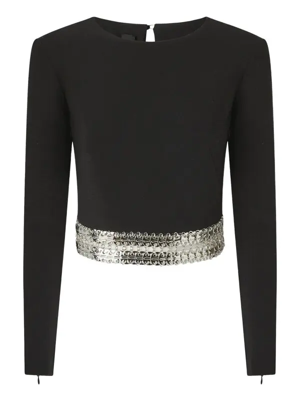 Pinko Embellished Long Sleeve Top - Black