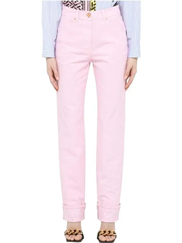 Versace High-waisted Straight Leg Trousers - Pink
