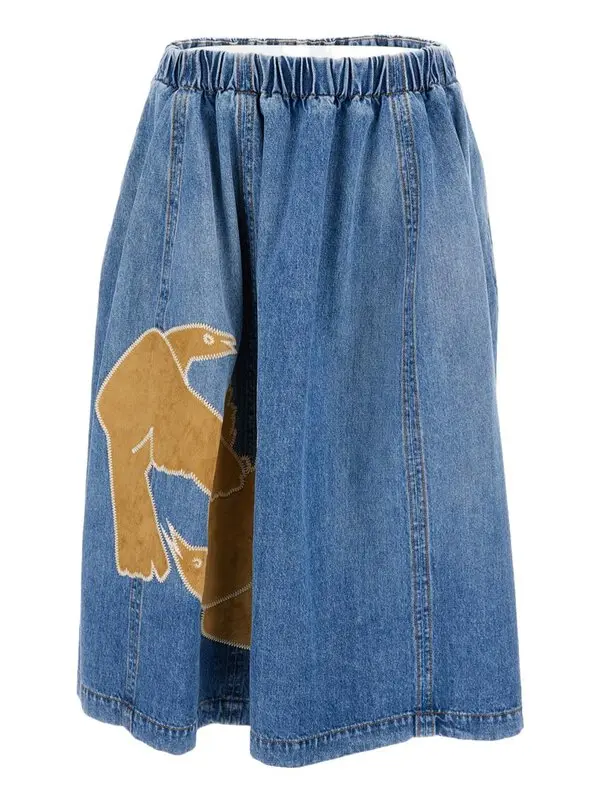 Marni Patch Detail Midi Skirt - Blue
