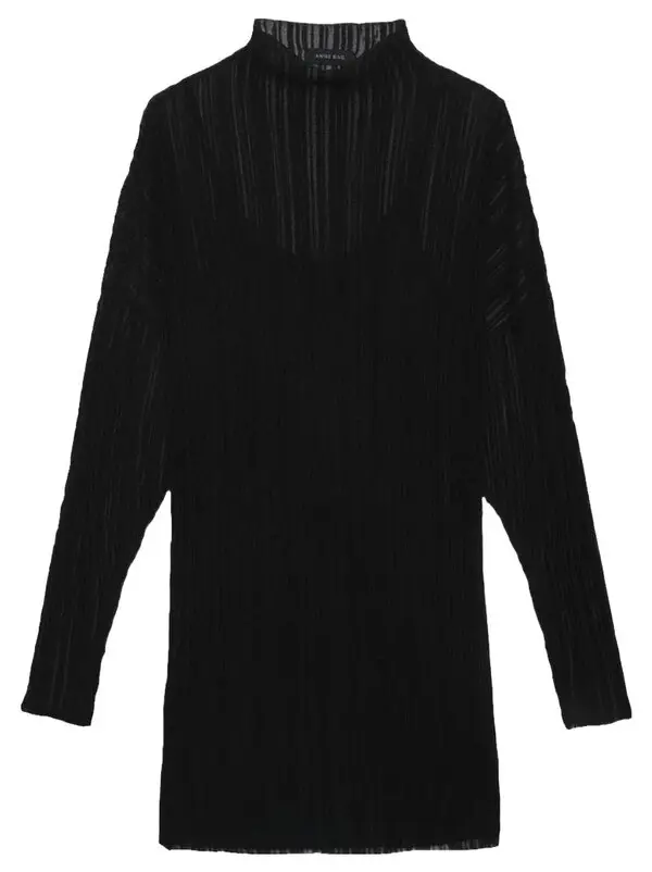 ANINE BING Clare Sheer Mini Dress - Black
