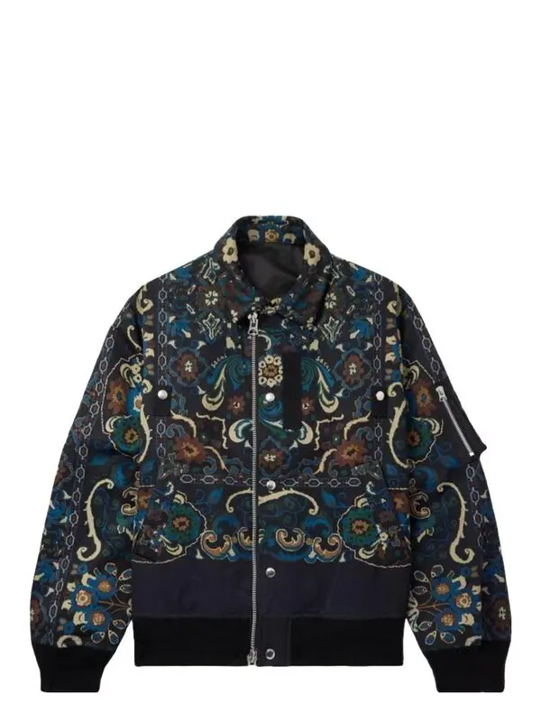 Sacai Paisley-print Zip-front Bomber Jacket - Black