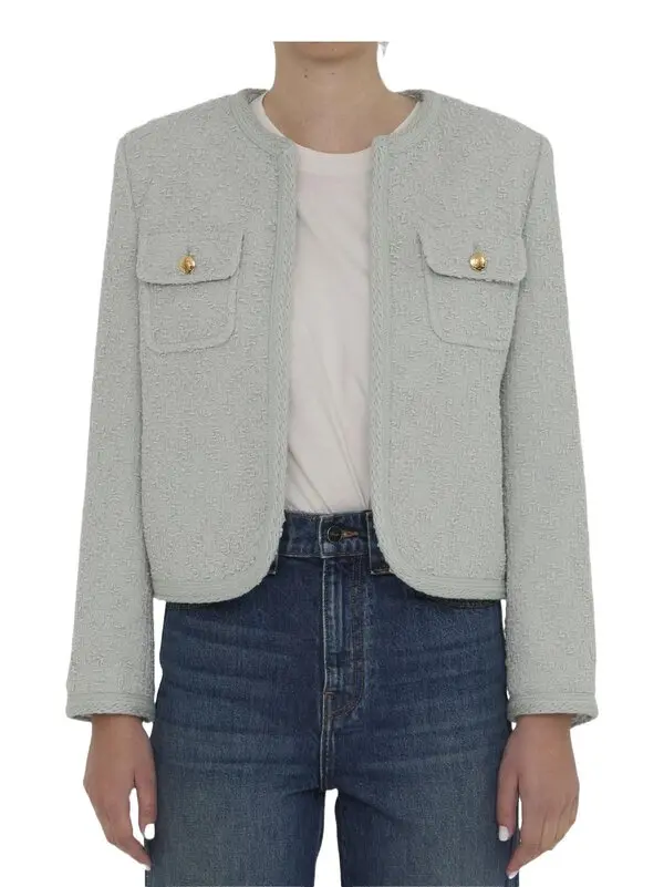 Celine Chelsea Jacket In Lightweight Tweed - Sauge