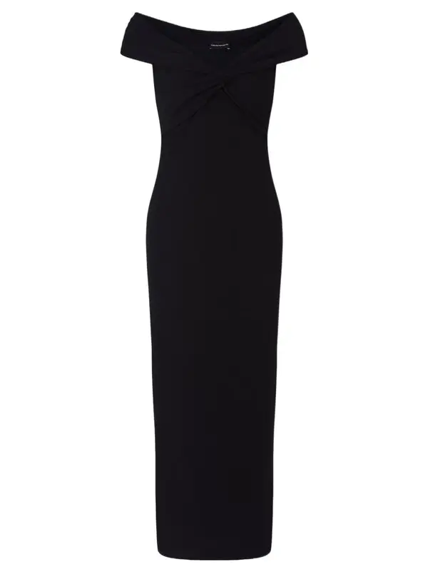 Emporio Armani Twisted Sleeveless Off-the-shoulder Midi Dress - Black