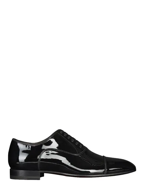 CHRISTIAN LOUBOUTIN Grego Patent Leather Lace-up Oxford Shoes - Black