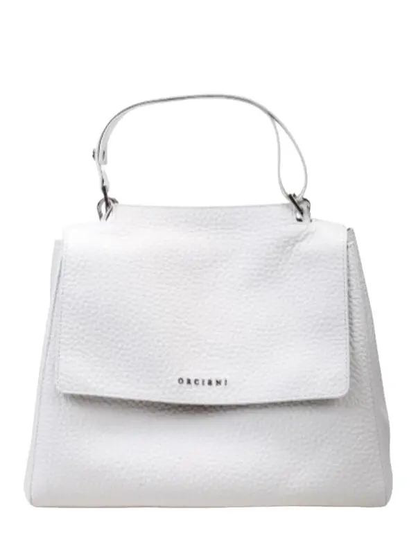 ORTIGNI Sveva Logo Lettering Medium Shoulder Bag - White