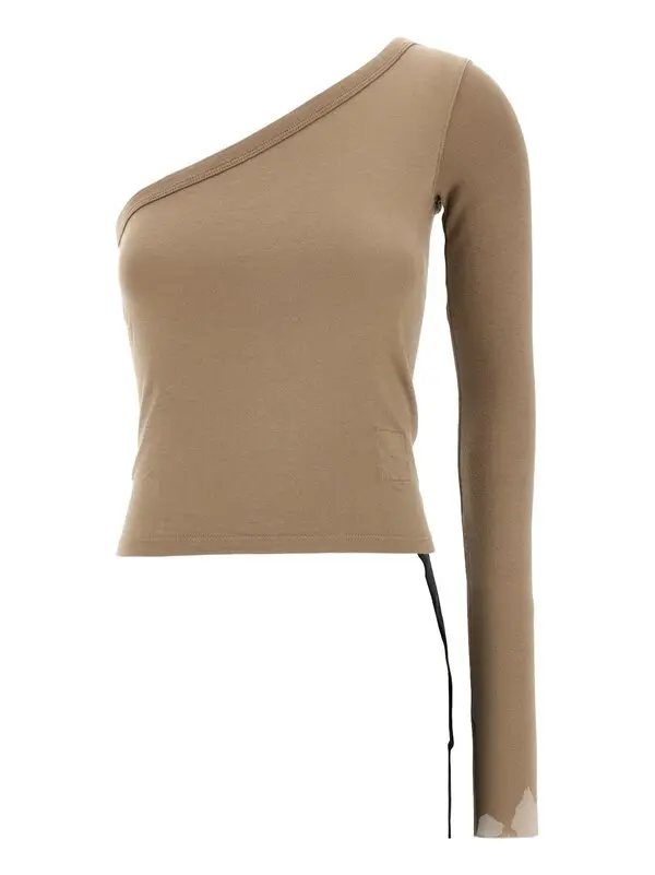 Rick Owens Asymmetric Neckline Long Sleeve T-shirt - Brown