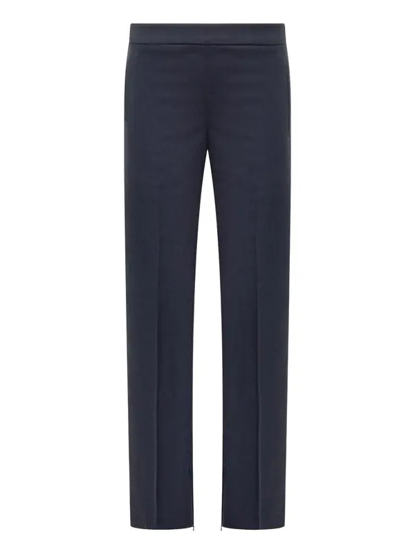 Pinko High-waisted Textured Trousers With Zipped Hem - Blue