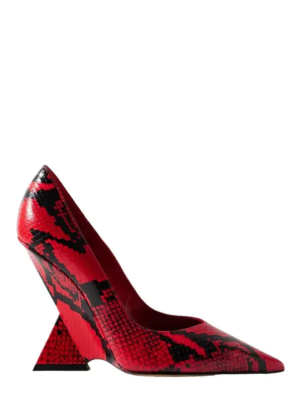 Attico Snake-print High Heels - Red