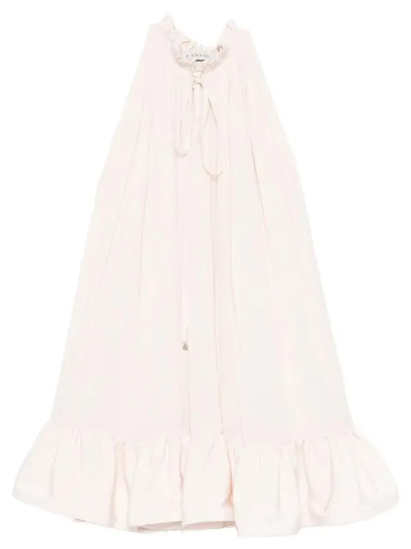 LANVIN Round Neck Sleeveless Dress With Ruffled Hem - White