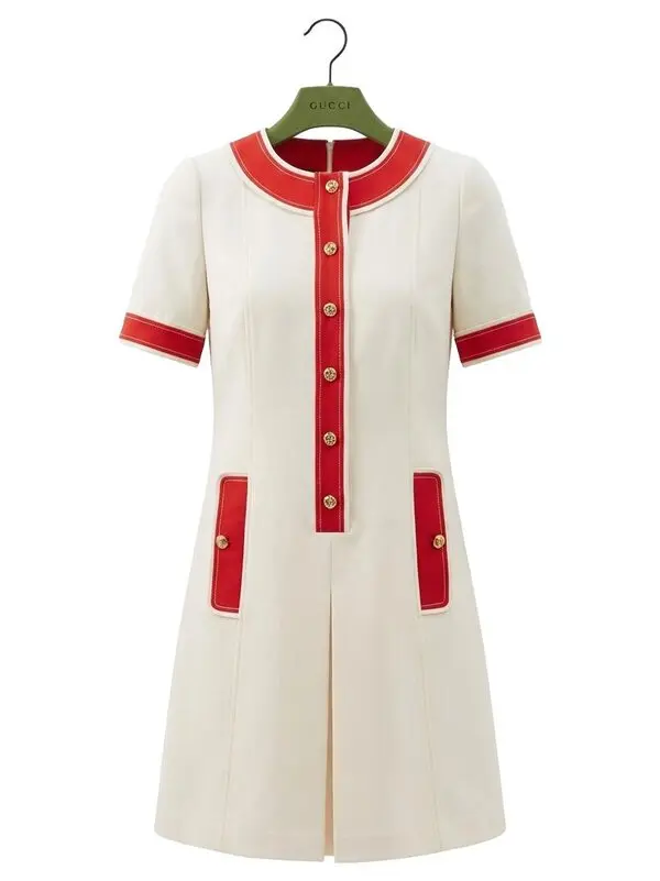 Gucci Contrast Color A-line Mini Dress - Nude
