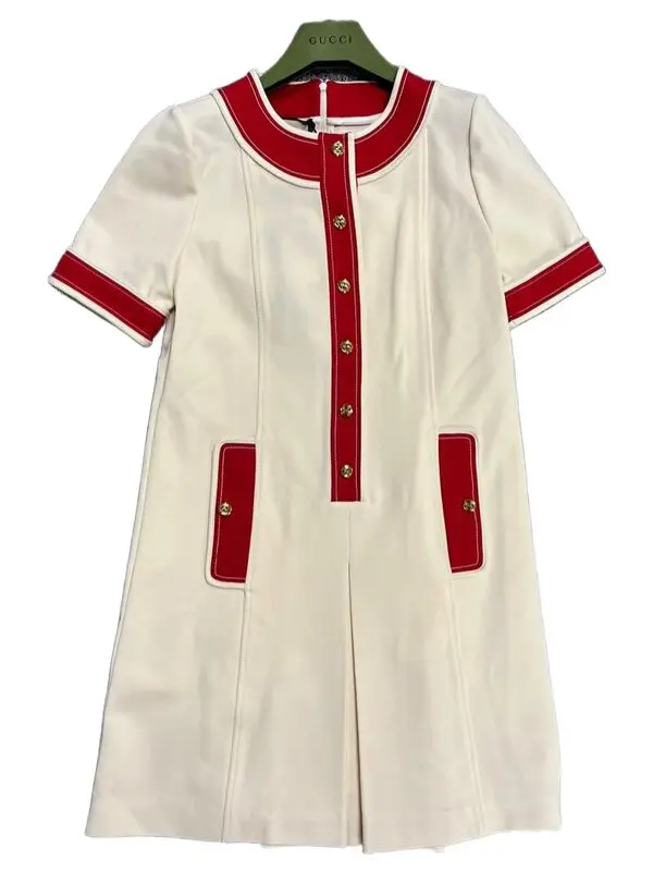 Gucci Contrast Color A-line Mini Dress - Nude