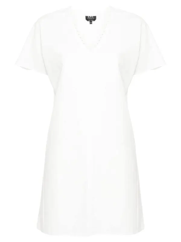 A.p.c. V-neck Pleated Detail Dress - White