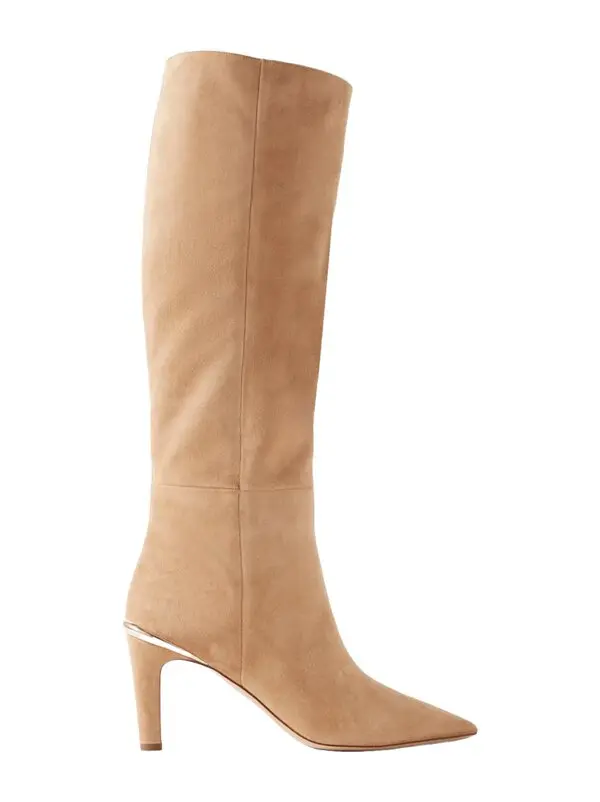 Gabriela Hearst Aura Suede Knee High Boots - Nude
