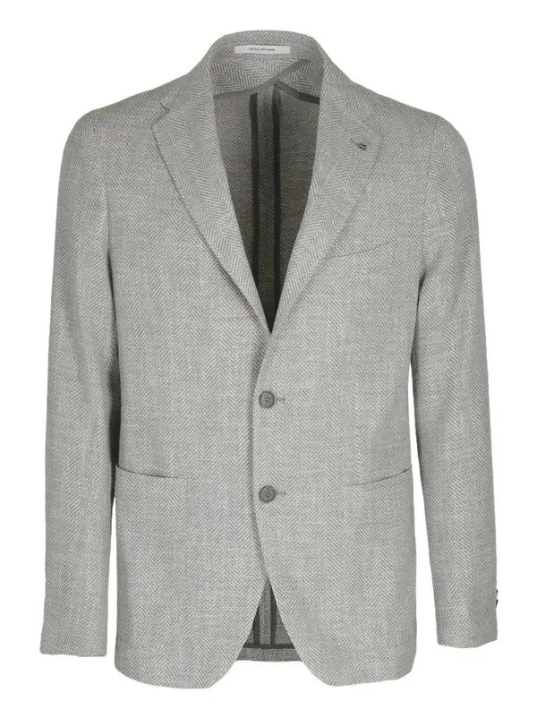 Tagliatore Single-breasted Herringbone Blazer - Gray