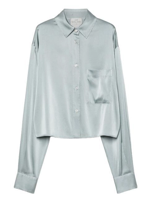 FORTE_FORTE Satin Button-up Top - Pearl