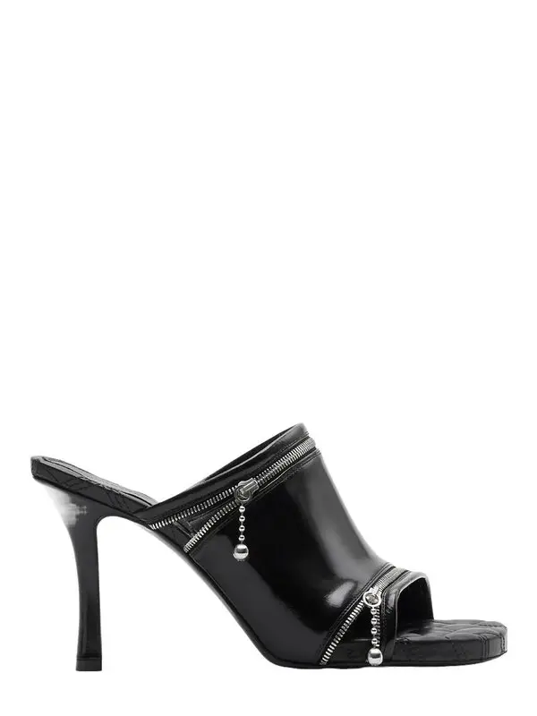 Burberry Peep Zip-detailed Mules - Black