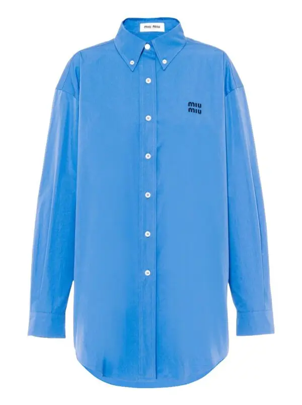Miu Miu Oversized Poplin Shirt - Blue