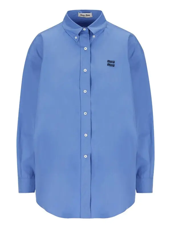 Miu Miu Oversized Poplin Shirt - Blue