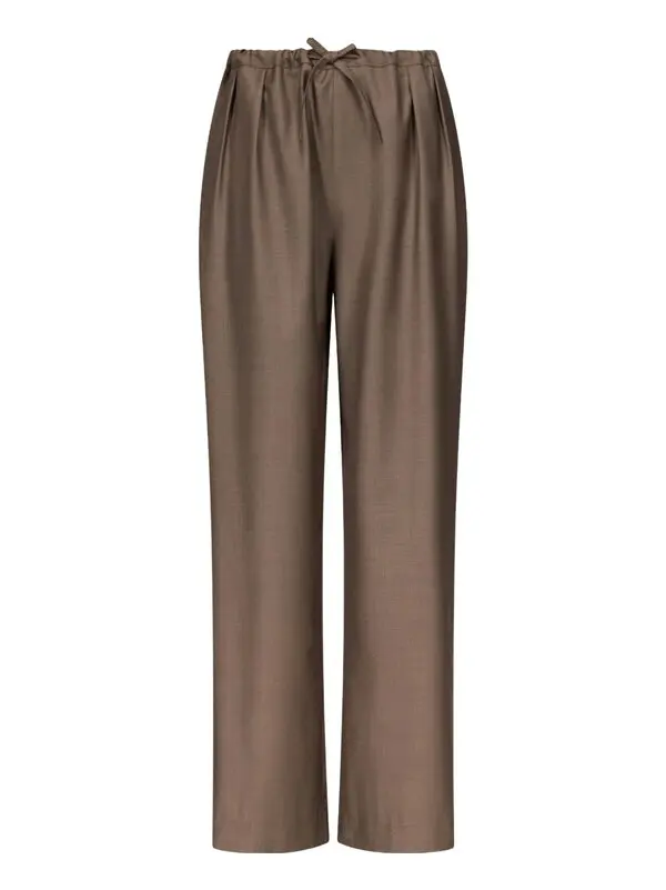 Loulou De Saison Elastic Waisted Wide Leg Trousers - Brown Melange