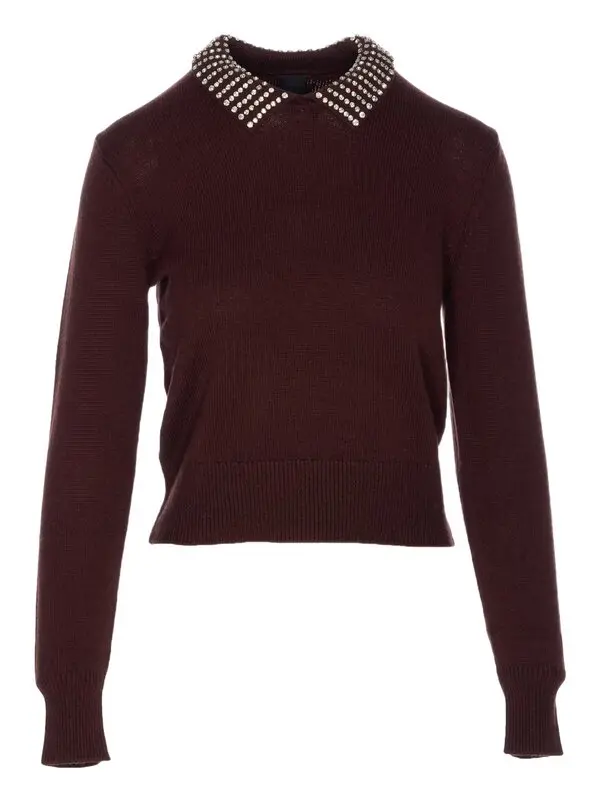 Pinko Embellished Collar Knitted Jumper - Black