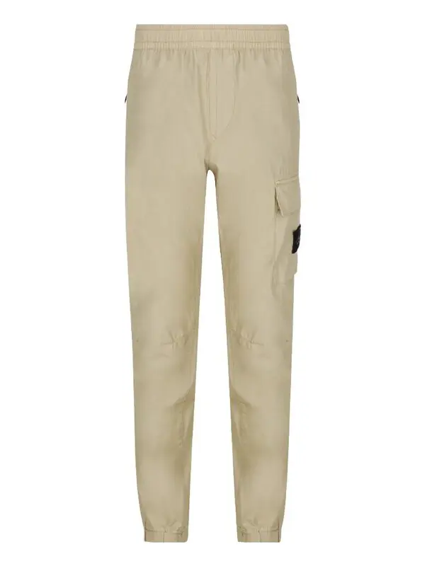 Stone Island Compass-motif Cotton Trousers - Beige
