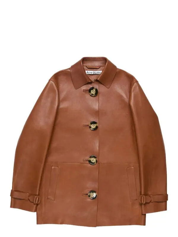 Acne Studios Single-breasted Leather Coat - Brown