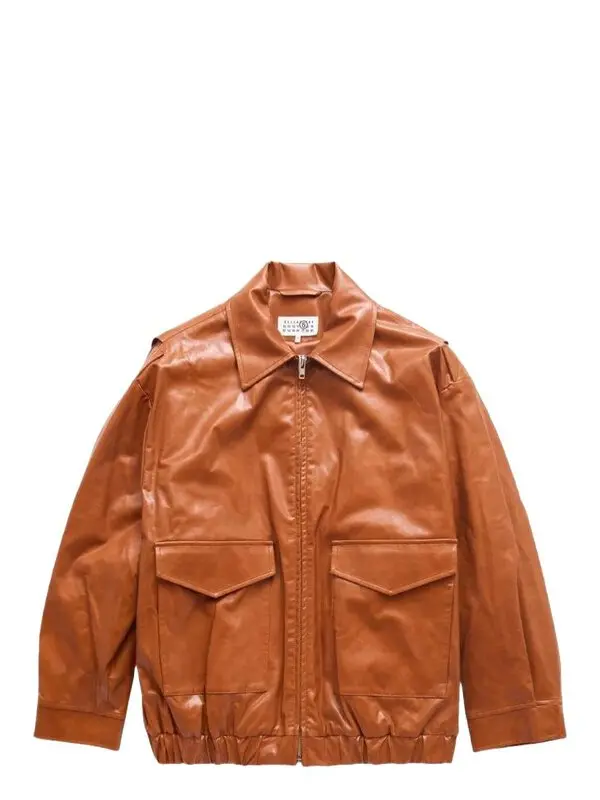 MAISON MARGIELA Faux-leather Bomber Jacket - Caramel